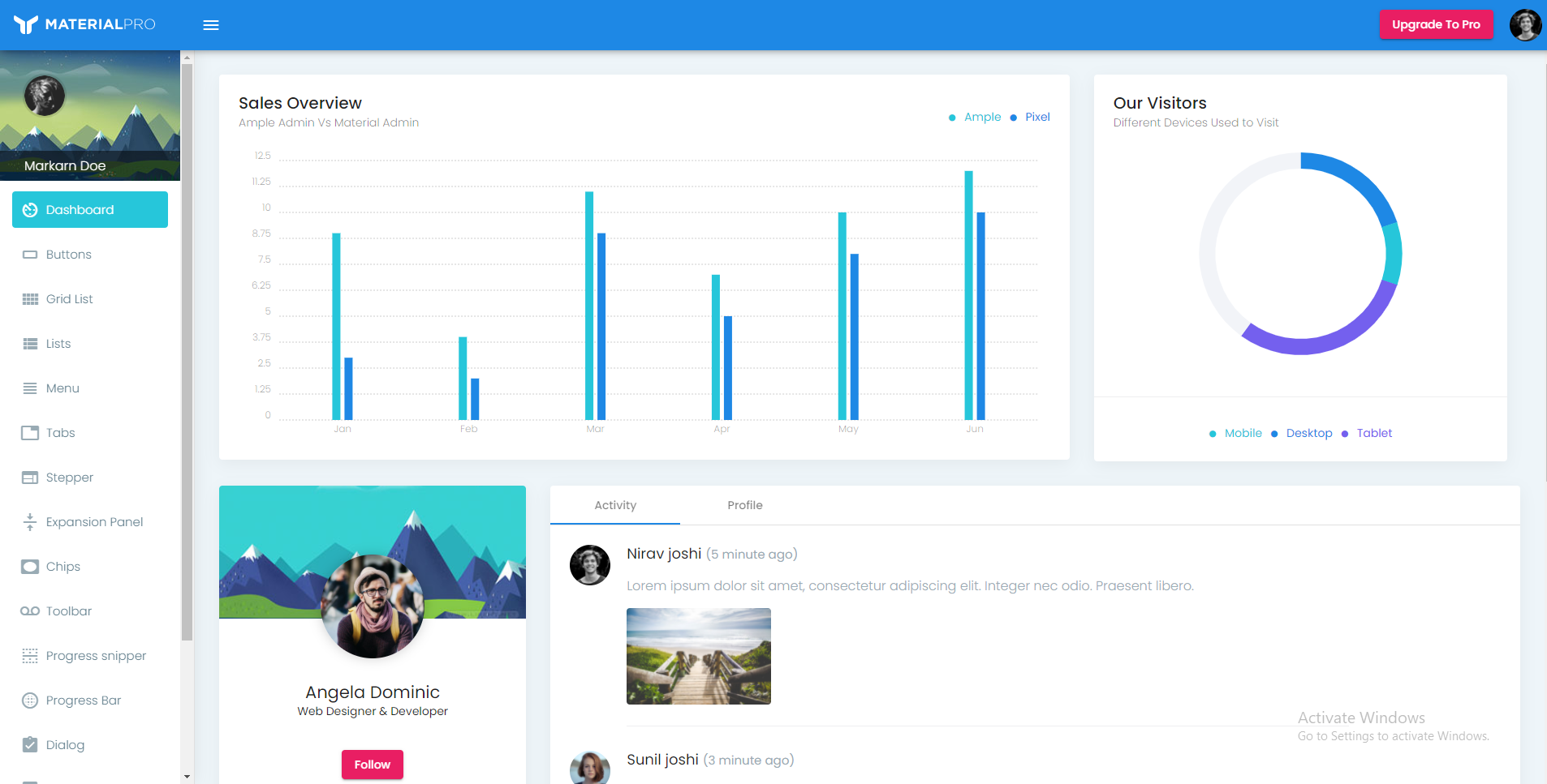 Material Pro Angular Lite Admin Dashboard Template Angular 11
