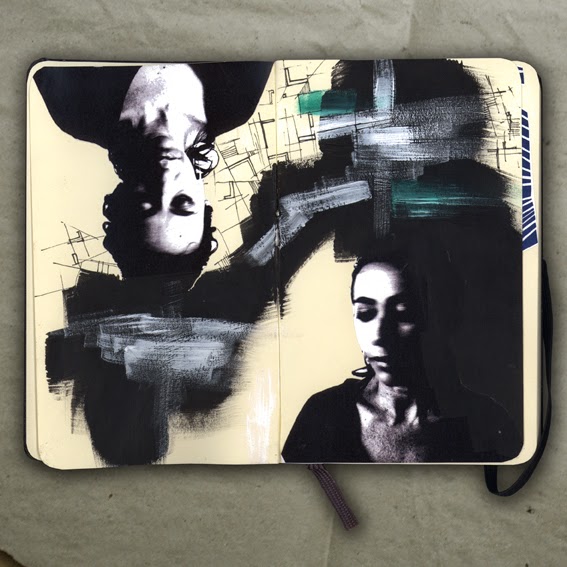 rougart drawing: THINKING (SELF-PORTRAIT)