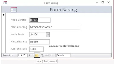 Cara Membuat Form Auto (FORM) Ms Access 2013 - Borneotutorials.blogspot.com