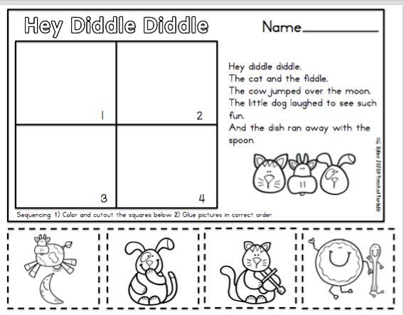 Nursery Rhymes Sequencing "No Prep" ~ Preschool Printables
