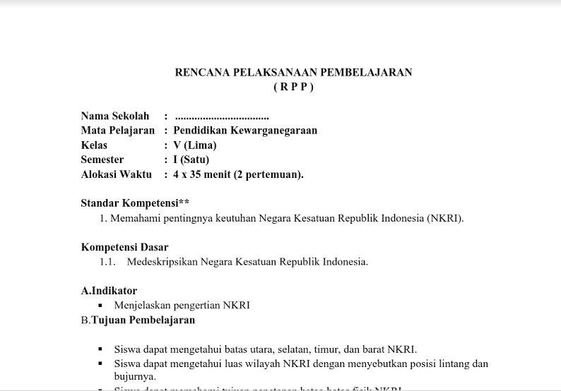 Contoh RPP PKn Kls 4, 5, dan 6 Semester 1 & 2 KTSP 2006 | Tugas Kuliahku