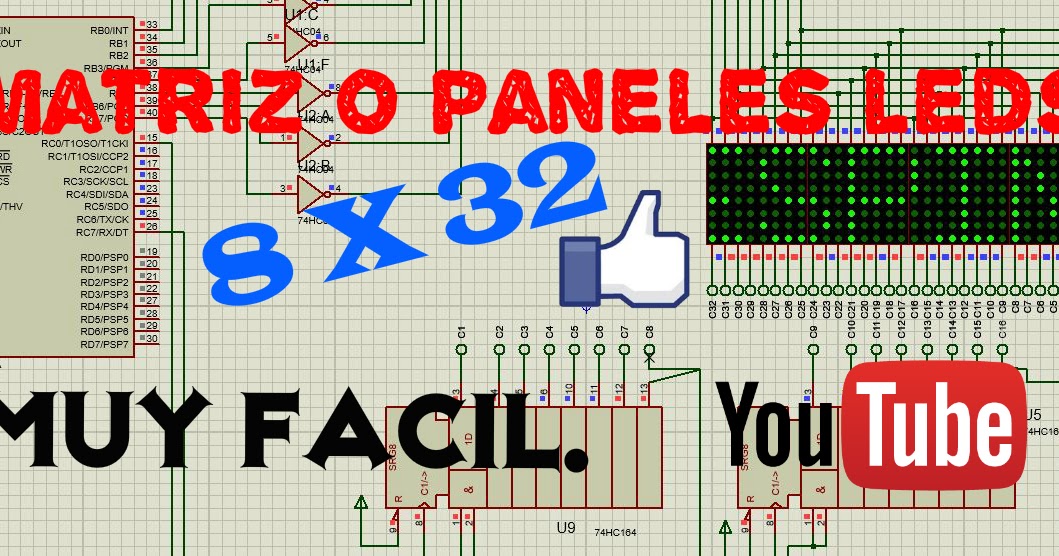 Programacion de matrices leds 8X32, con el PIC 16f877a.