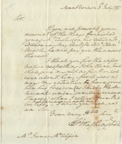 George Washington Letters ~ Thankyou Letter