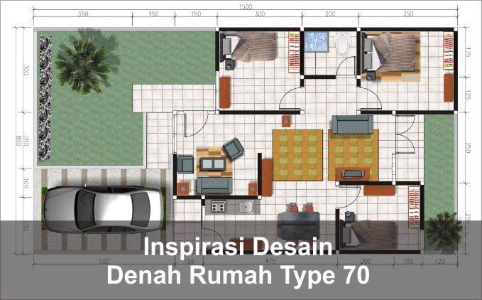 5 Inspirasi Desain Denah Rumah Type 70 Pilihan 2020 - Arsimedia