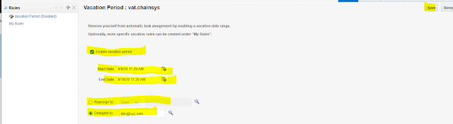 HSRoracentre: How to setup delegation or vacation rules in oracle