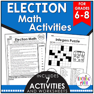 Kelly McCown: Election Day Math Worksheets for Middle School