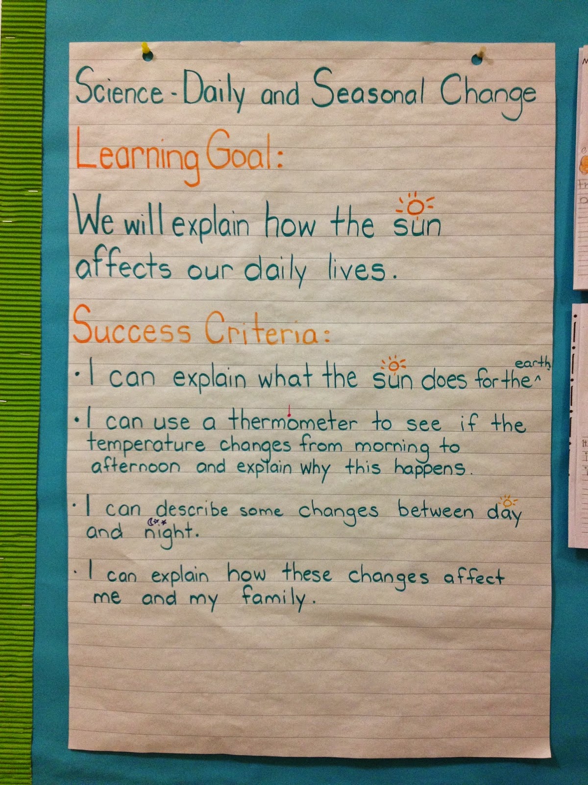 ms. brown's classroom: Daily and Seasonal Change
