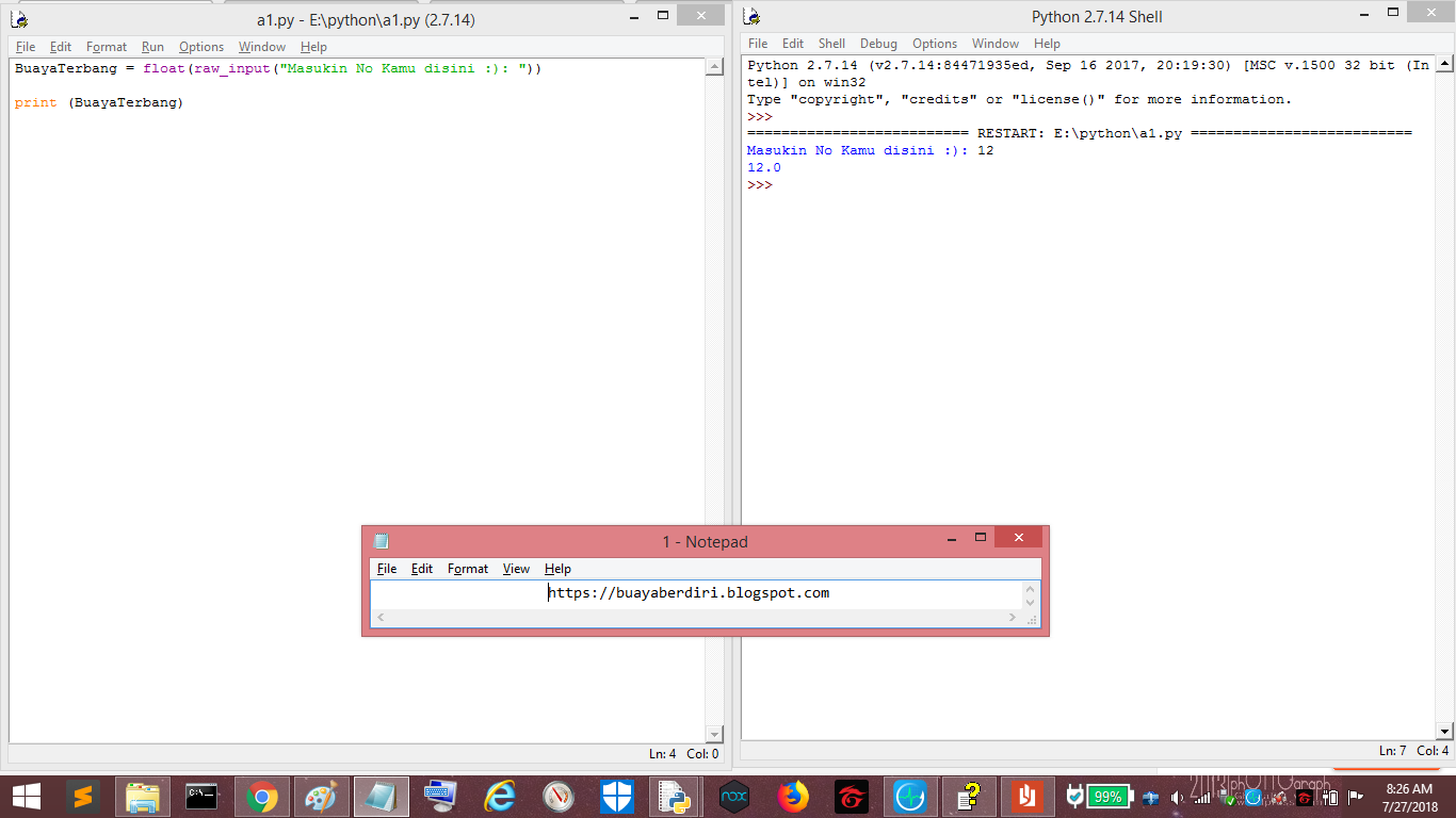 6.Belajar Bersama Python | raw input Python