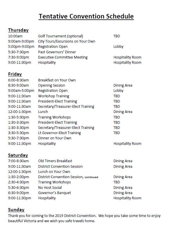 PNW District Optimist Clubs: 2019