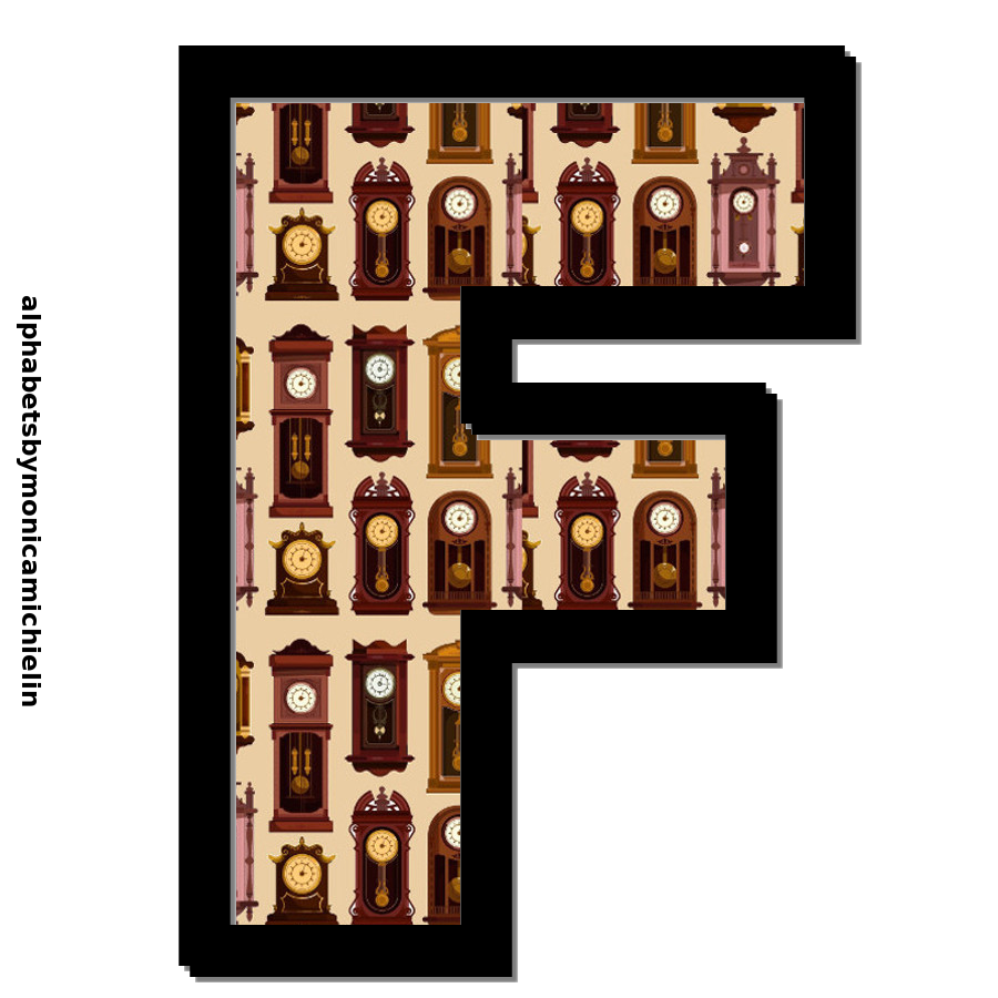 M. Michielin Alphabets: CLOCK TEXTURE ALPHABET AND ICONS PNG