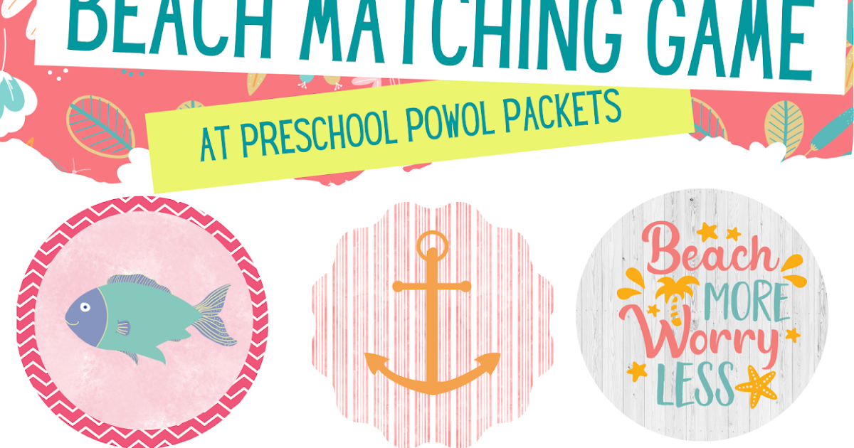 FREE Beach Preschool Matching Game | Preschool Powol Packets