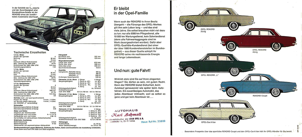 .: 1964. Opel Rekord. Brochure (Deutsche)