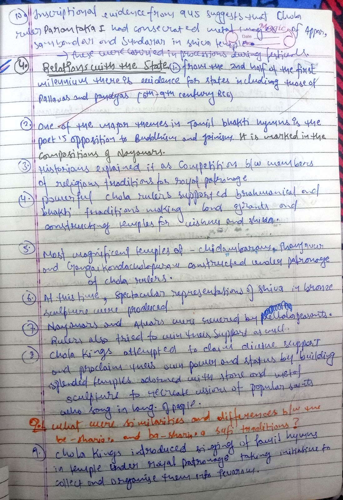 Handwritten Notes of Bhakti Sufi Traditions - History - Class 12th ...