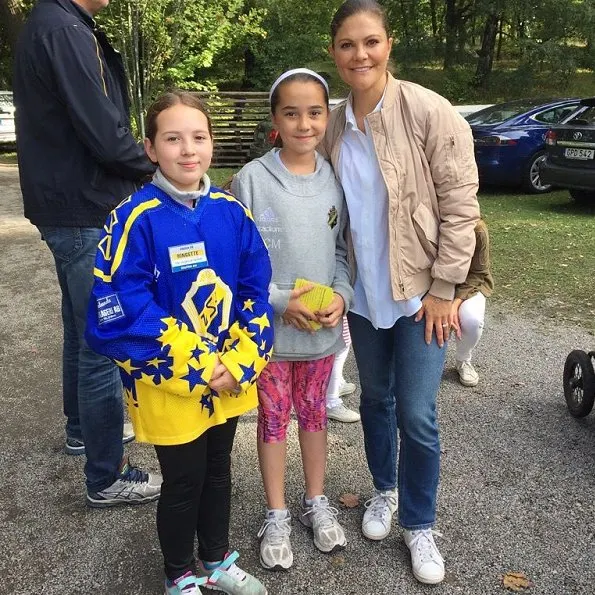 Crown Princess Victoria and her children attended Sports Day