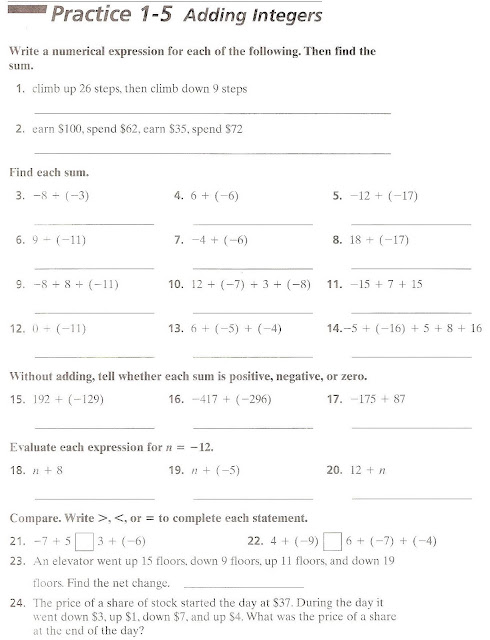 Grade 8 Math: Homework 9-6