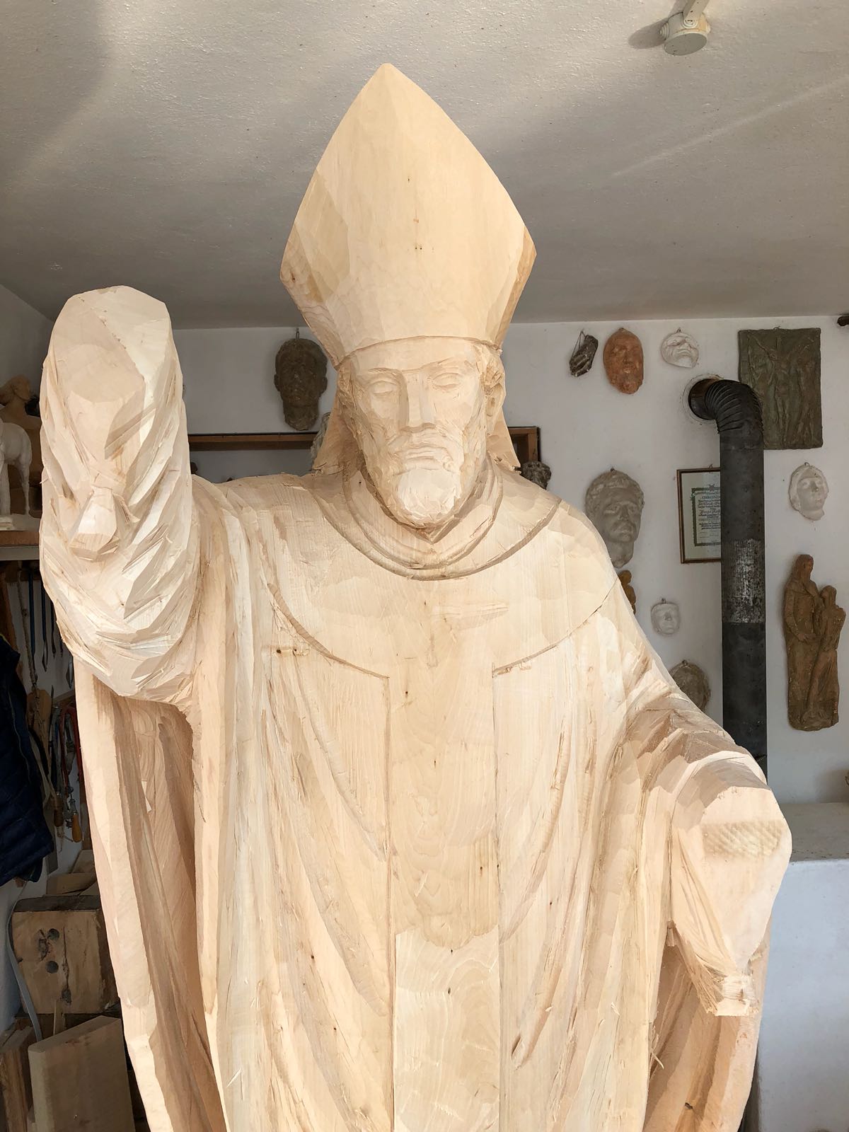 Hand-Carved Statue of St. Rufinus of Capua by Ferdinand Stuflesser 1875 ...