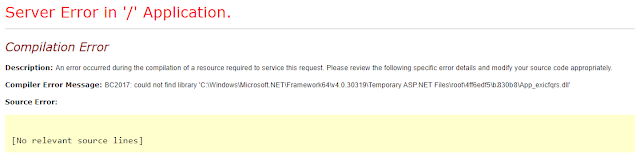 Error Could Not Find Library Cwindowsmicrosoft Netframework64v4030319temporary Aspnet