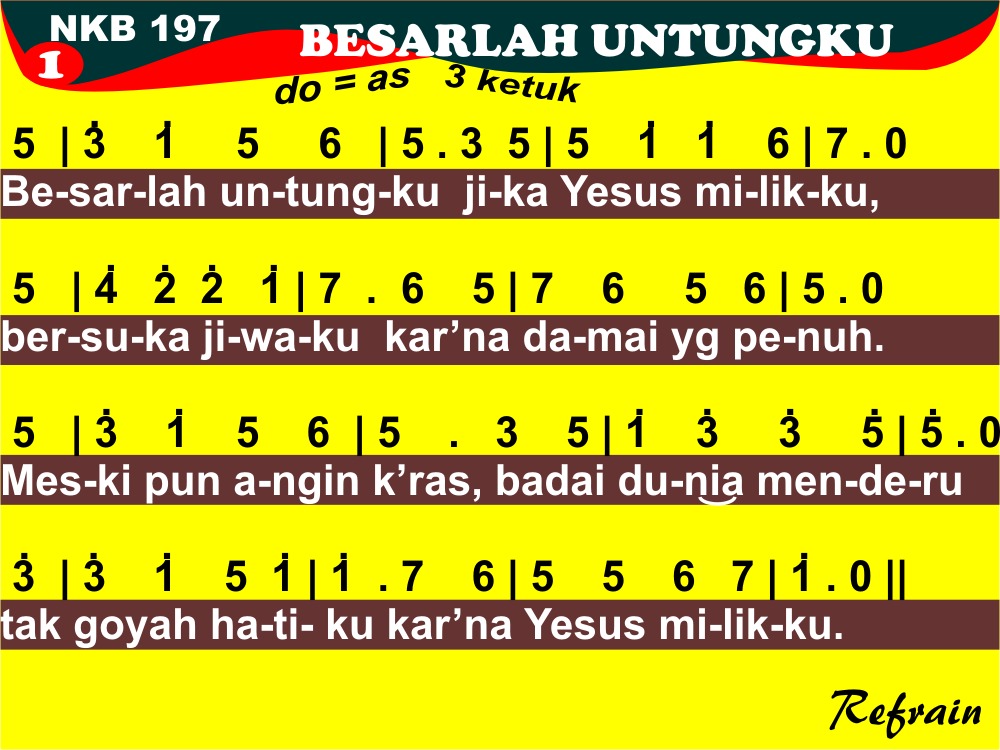 Lirik dan Not NKB 197 Besarlah Untungku