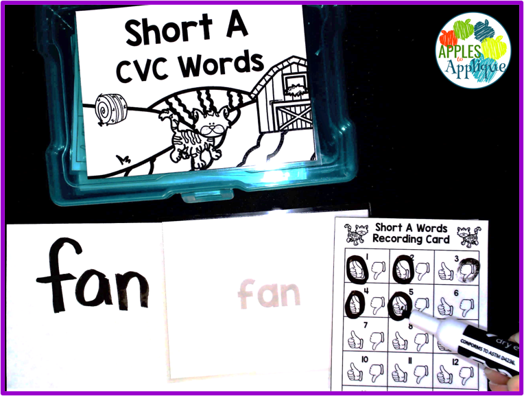 Apples to Applique: Phonemic Awareness Task Cards for CVC Words