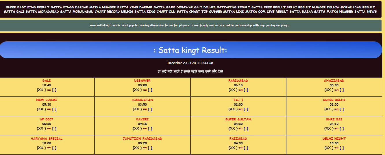 Satta King | Sattaking | Satta Gali | Satta King 2020 | Satta King Result