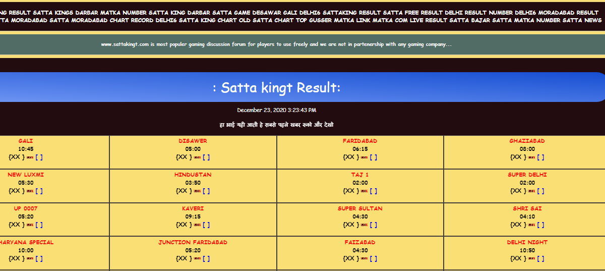 Satta King | Sattaking | Satta Gali | Satta King 2020 | Satta King Result