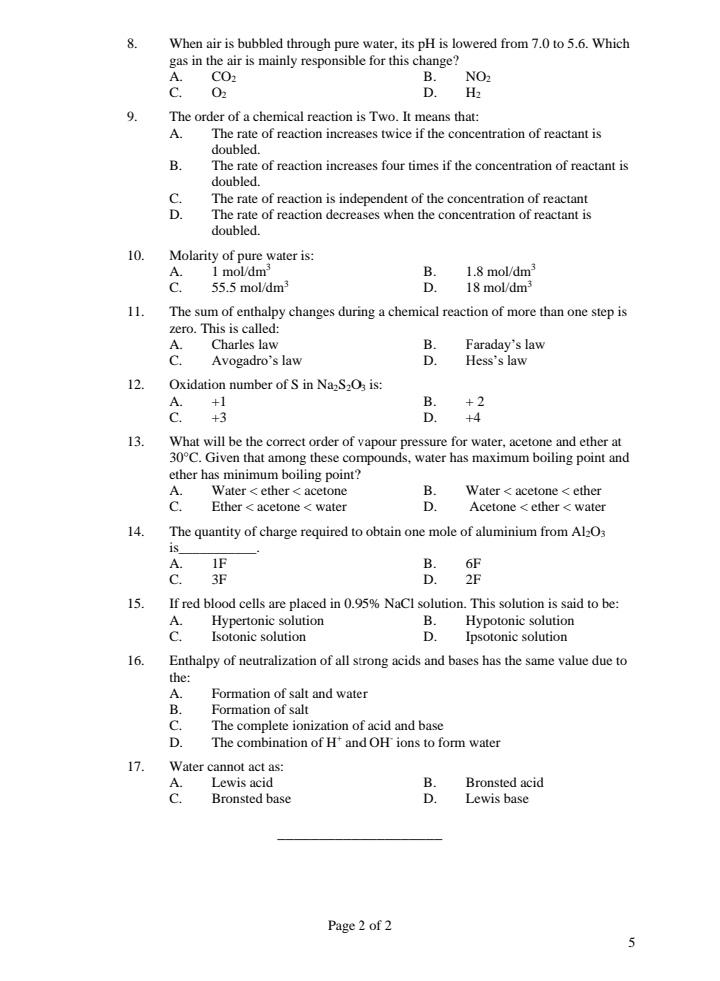 FBISE Class 11 Chemistry paper, pattern and scheme of studies-Latest ...