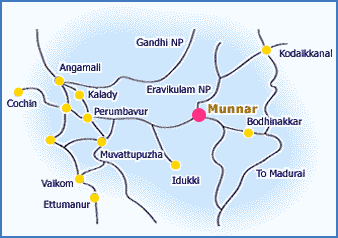 Honeymoon Tour at Munnar: Map of Munnar