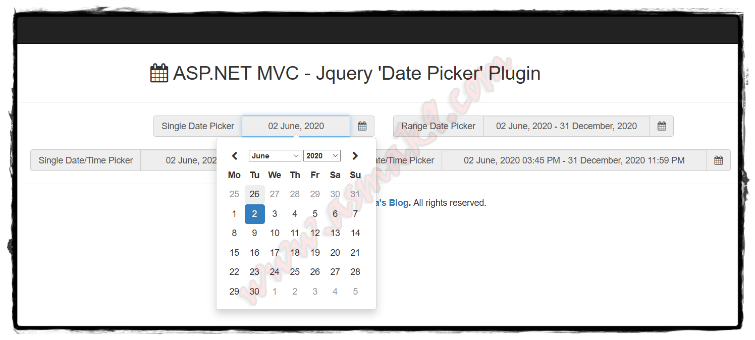 ASP.NET MVC: Jquery Date Picker Plugin - Asma's Blog
