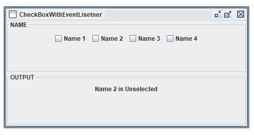 Check Box With Event Listener in java Swing