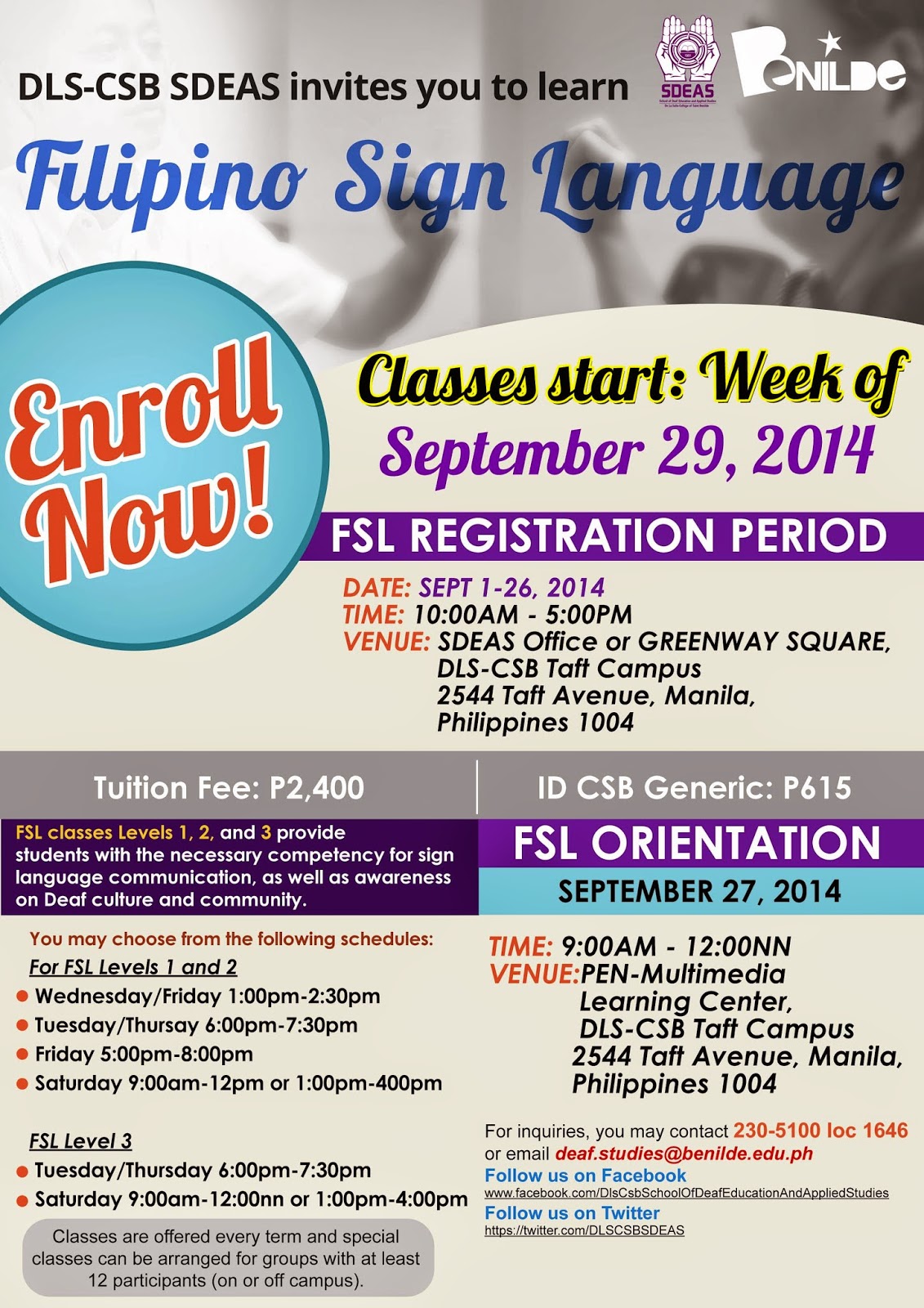 Deaf E-News: Filipino Sign Language Classes in De La Salle-College of ...