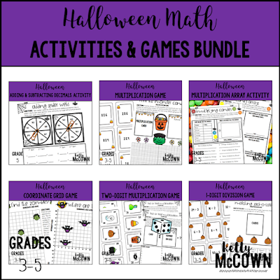 Kelly McCown: Halloween Elementary Math Activities and Games BUNDLE