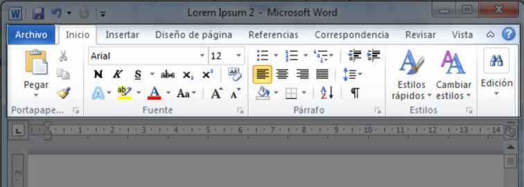 Partes de la interfaz de Word