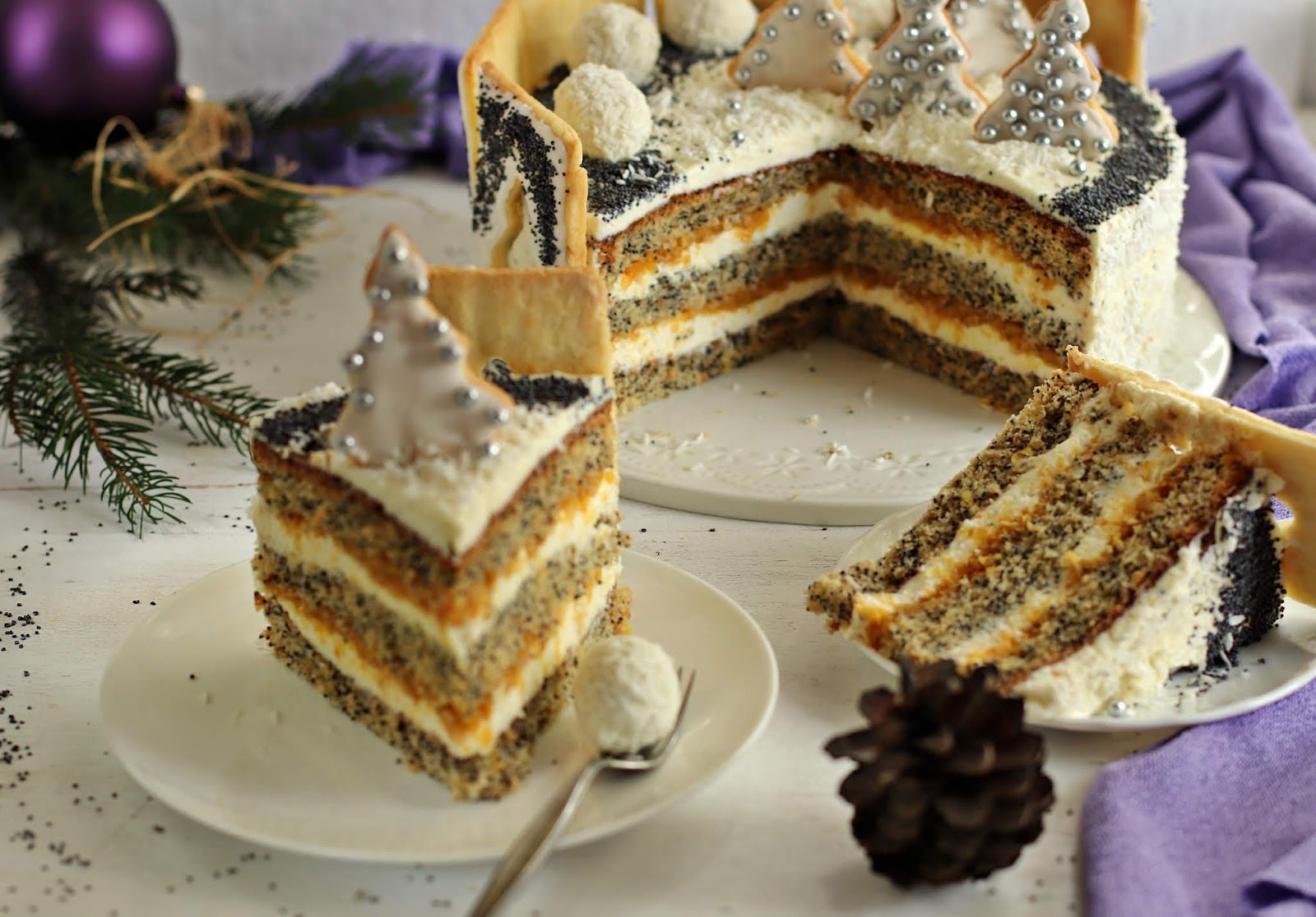 wesoła kuchnia: Tort makowo orzechowy choinka bezglutenowy