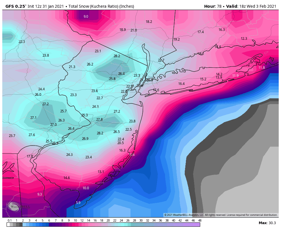 The EDGE Weather: Sunday Afternoon Model Snow and Wind Gust Maps