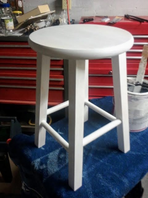 Too Hot to Work Outside - Painting a Stool for the Bathroom