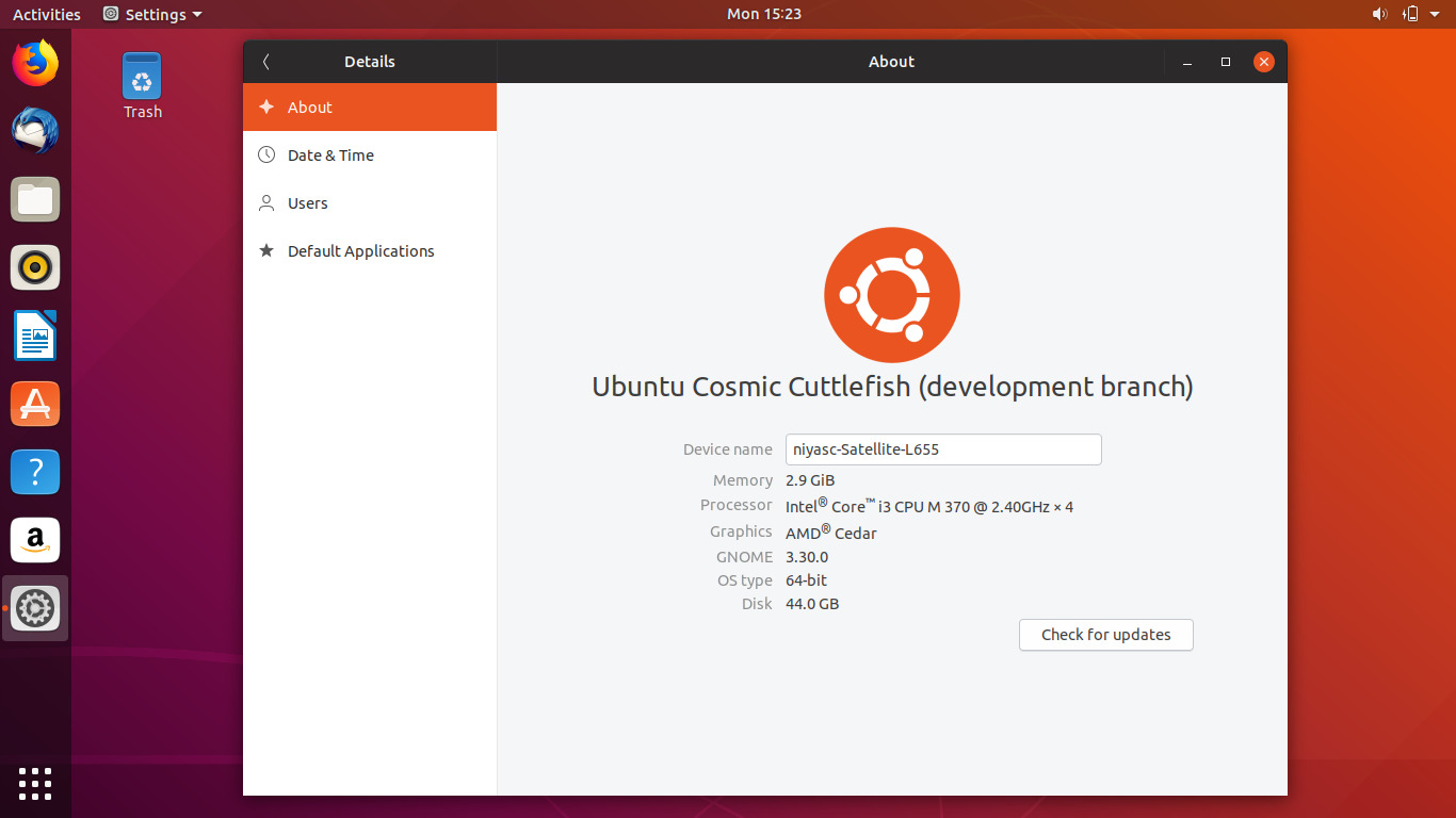 Ubuntu 18.10 Cosmic Cuttlefish beta screenshots