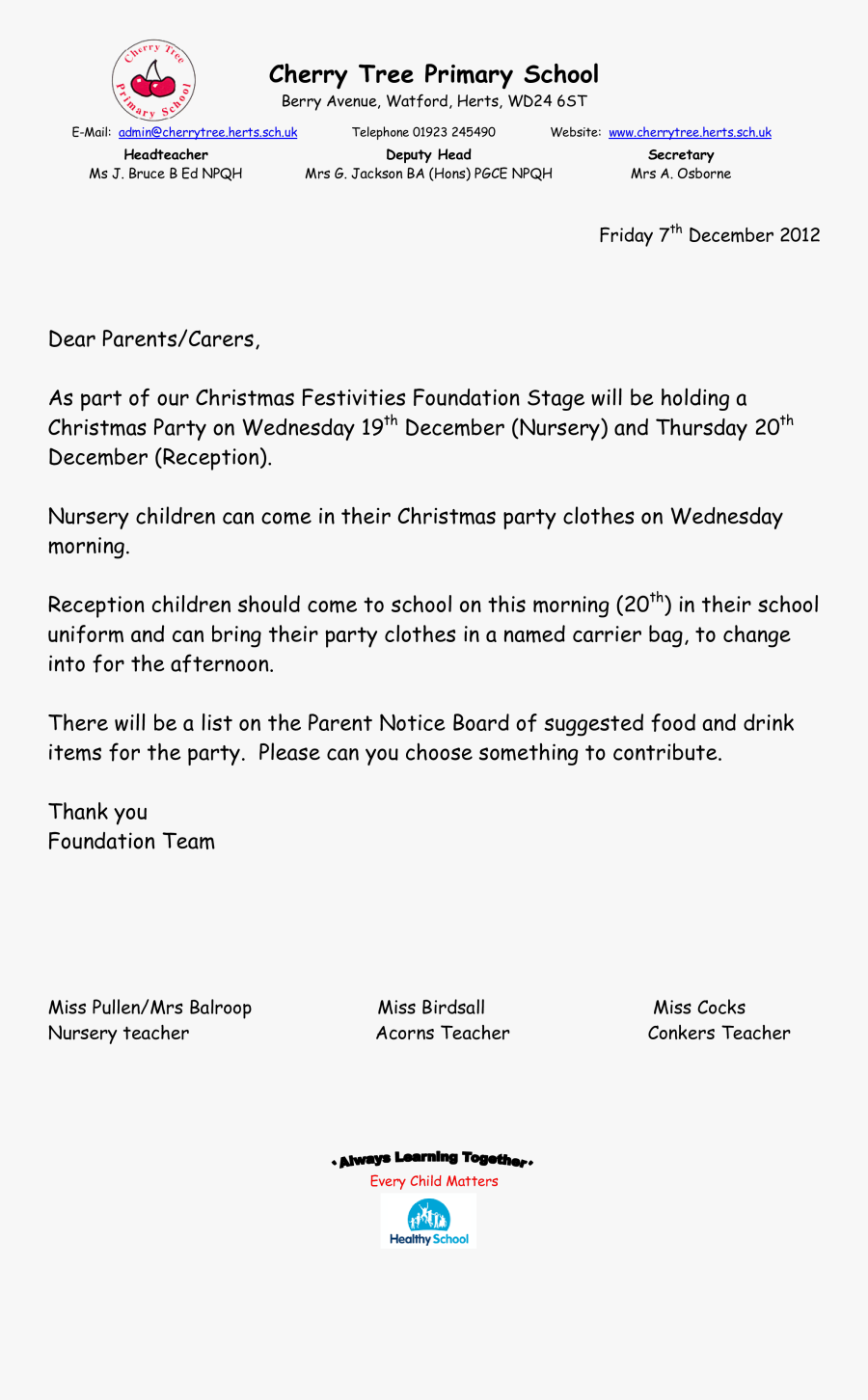 Christmas Party Letter Template ~ Resume Letter