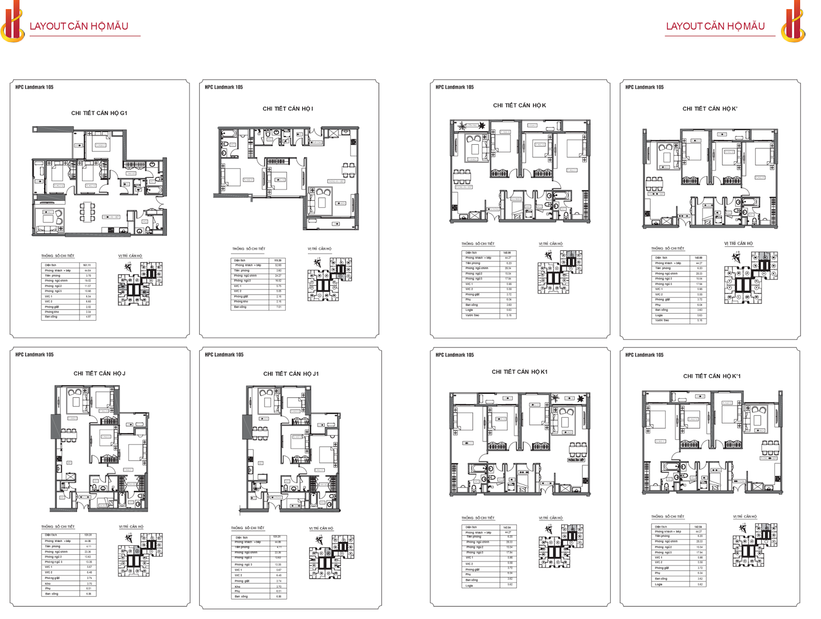 Mặt bằng thiết kế căn hộ Chung cư HPC Landmark 105, Tố Hữu, Hà Đông