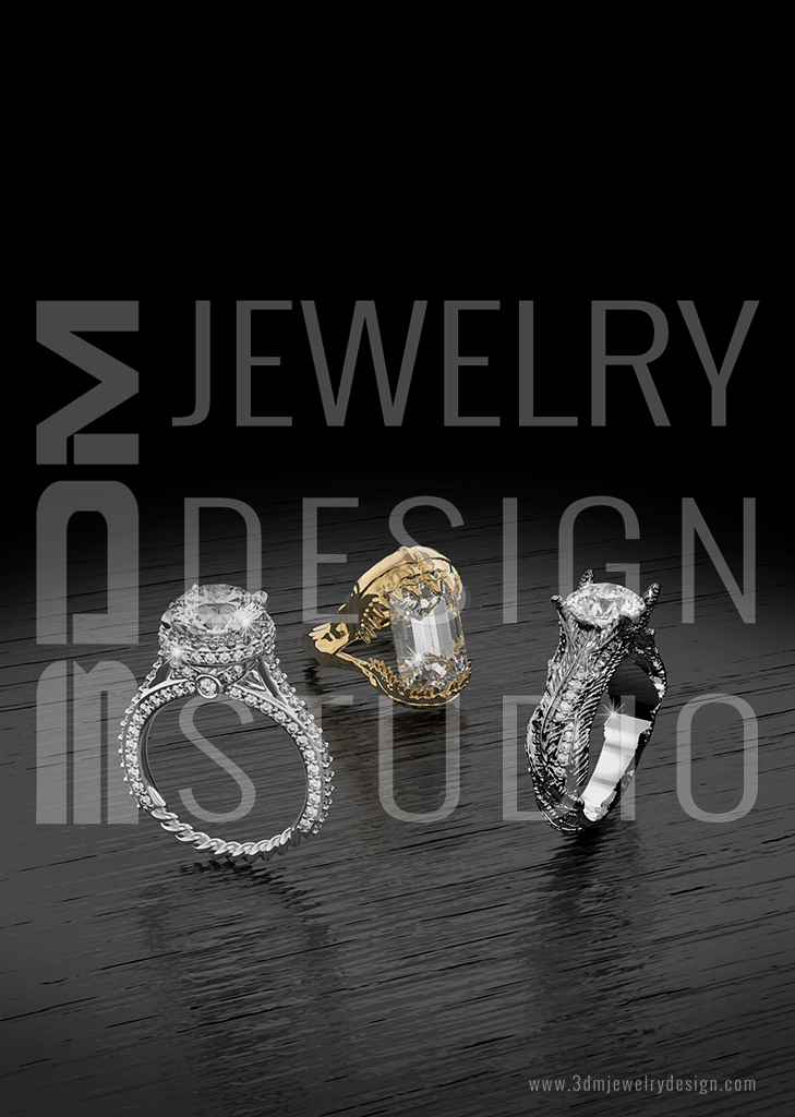 Ring collection design render by 3DM jewelry design studio for a ...