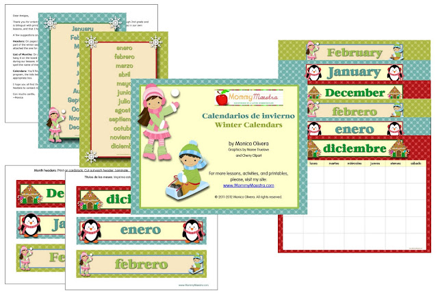 Mommy Maestra: Bilingual Winter Calendars {PRINTABLE}
