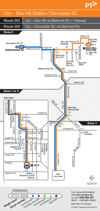 Melbourne on Transit: Timetable Tuesday #38: Routes 302 and 304 - the ...