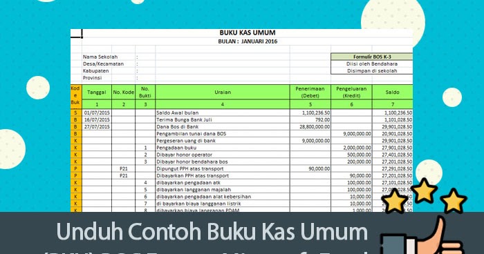 Unduh Contoh Buku Kas Umum (BKU) BOS Format Microsoft Excel - Laporan BOS (Bantuan Operasional ...