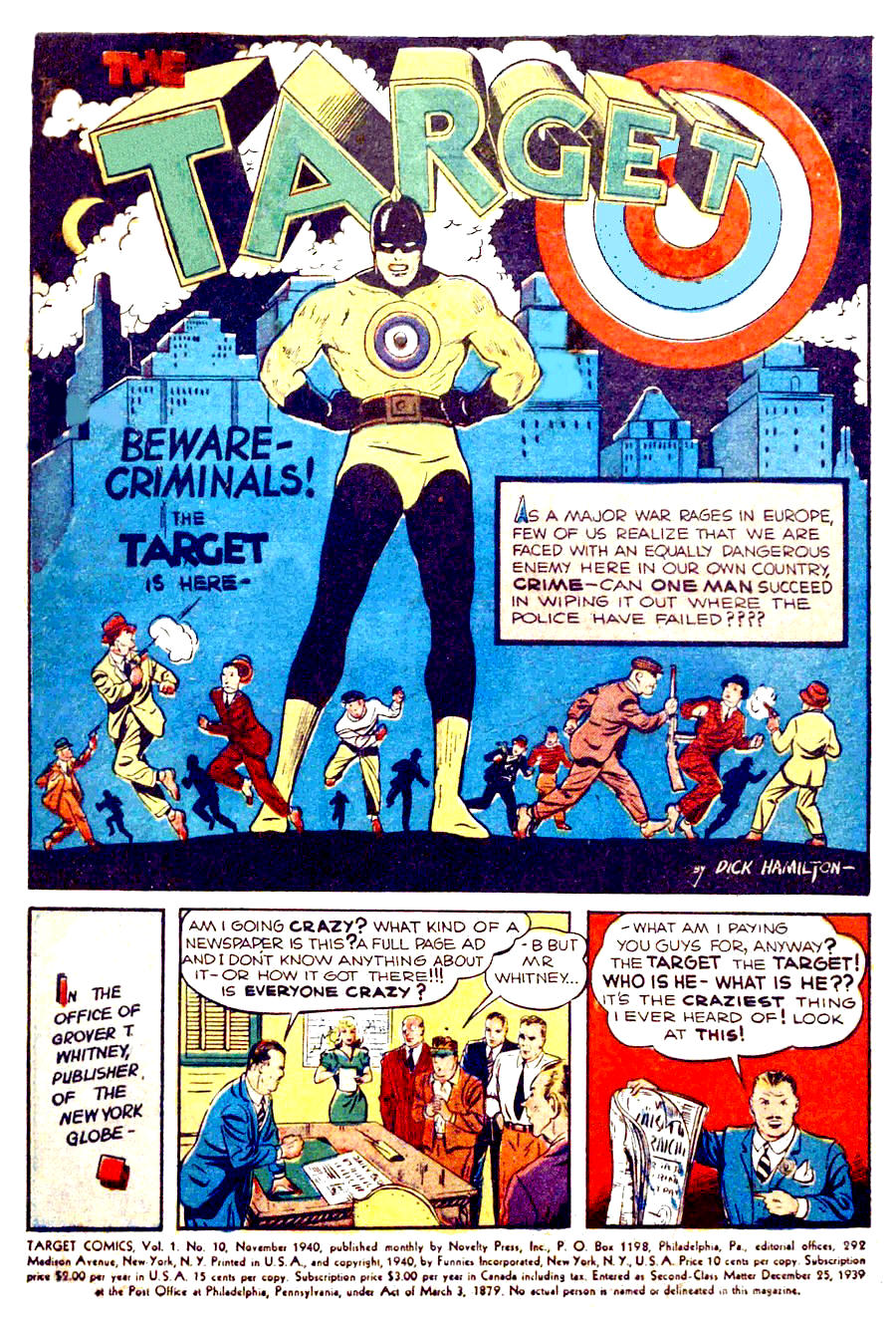 Pappy's Golden Age Comics Blogzine: Number 2518: Introducing the Target