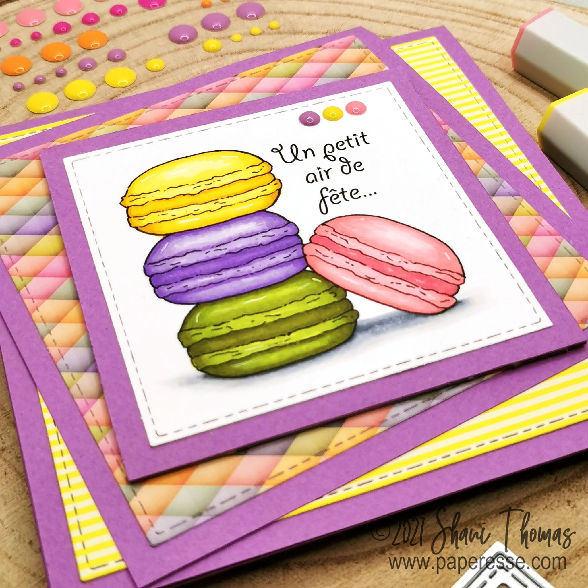 A French Macaron Birthday Card with Free Macaron Digi | Paperesse