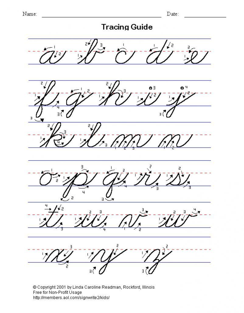 Cursive Letter Alphabet - Letter Format