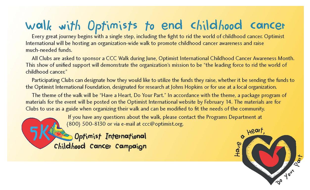 PNW District Optimist Clubs: Walk 5K for the Childhood Cancer Campaign