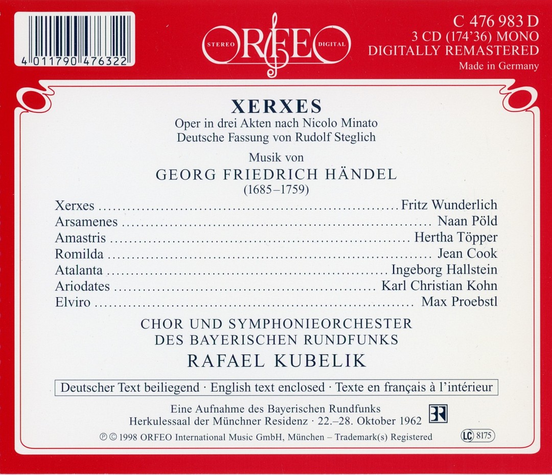 makdelart - classique: Handel - Xerxes [Serse, sung in German] (Rafael ...