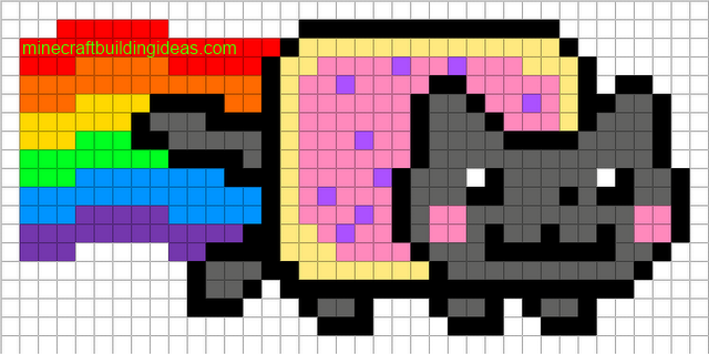 Pixel art Nyan cat | Dessin Facile, Modèle Difficile, Animaux