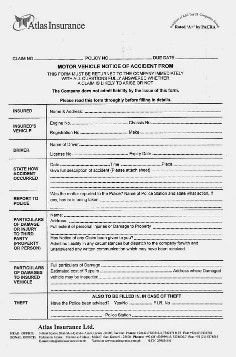 ATLAS INSURANCE CLAIM FORM & SATISFACTION NOTE